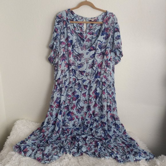 Woman Within | Dresses | Woman Within 3w Crinkle Floral Maxi Dress Ties ...